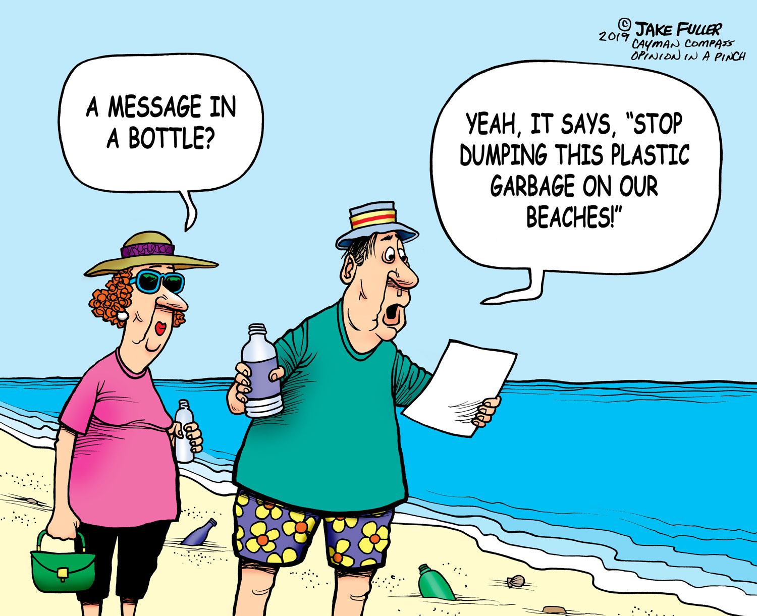 Plastic-Beach-Garbage-cartoon-clr - Cayman Compass