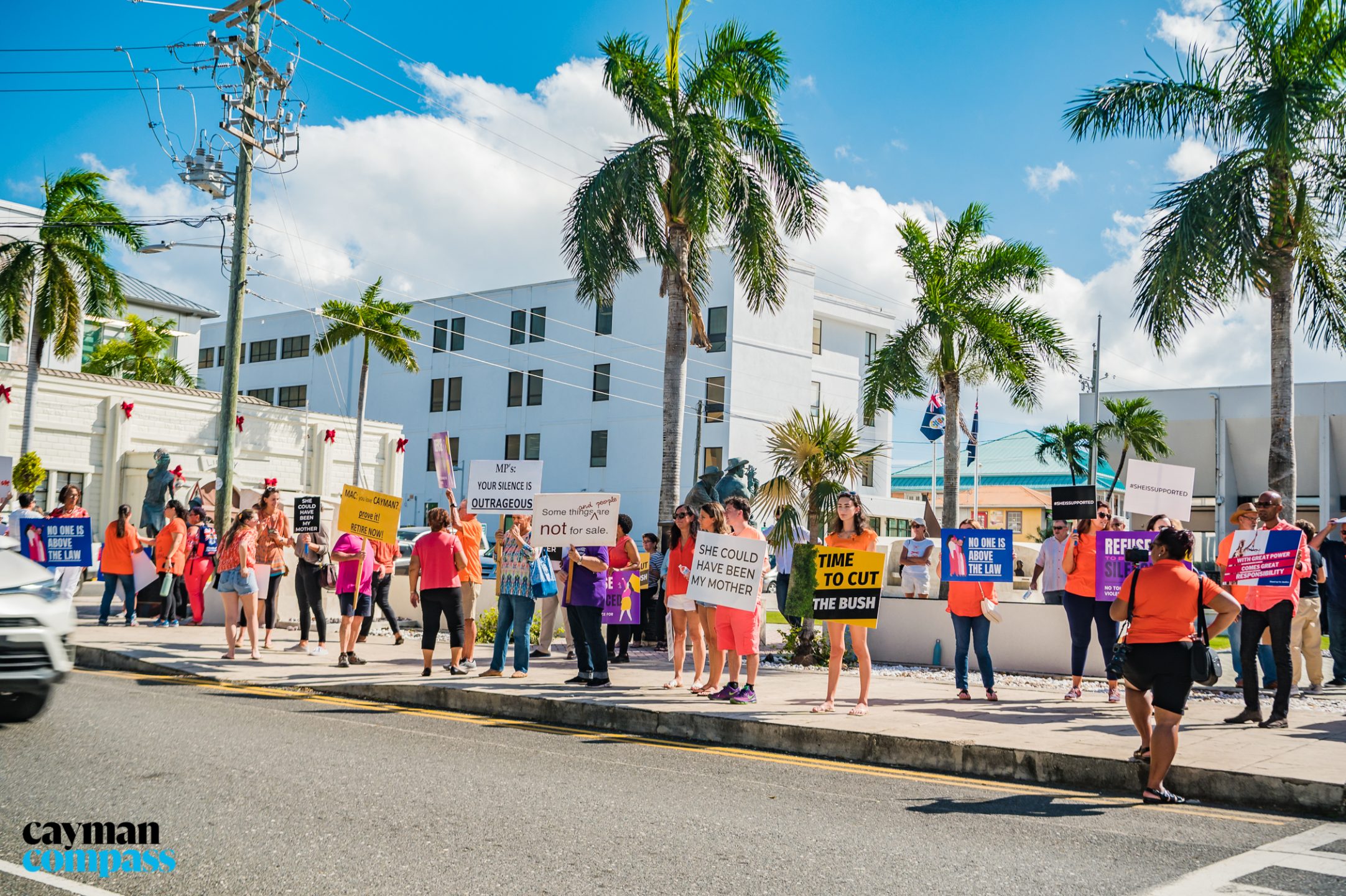 Demonstrators gather to protest against Speaker Bush - Cayman Compass