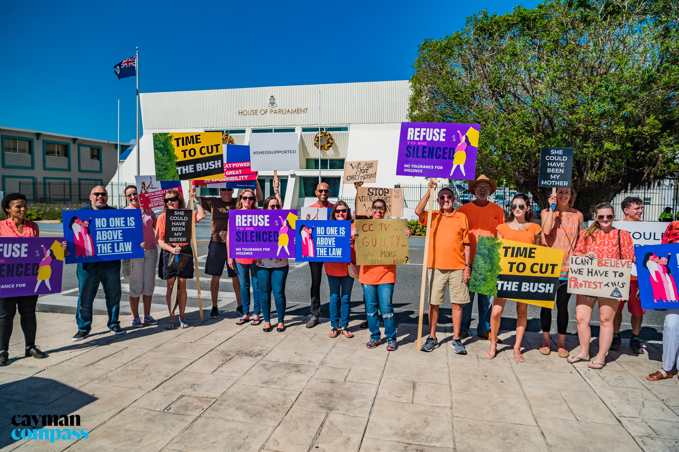 Demonstrators gather to protest against Speaker Bush - Cayman Compass