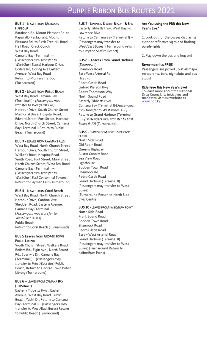 Purple Ribbon Bus Map-2021 (1) - Cayman Compass