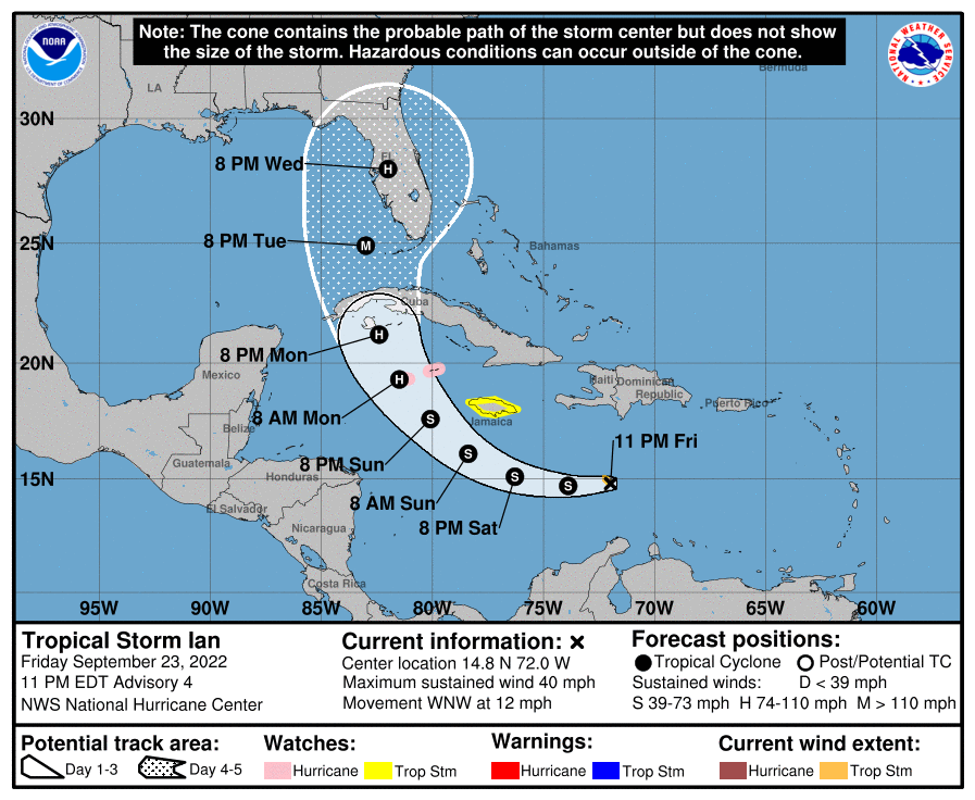 Tropical Storm Ian forecast to hit Cayman as hurricane on Sunday ...