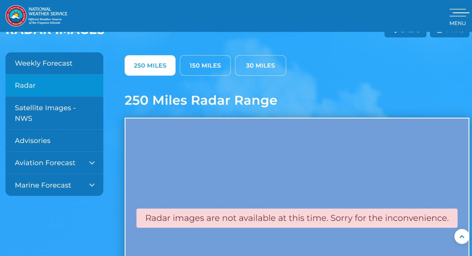 Weather radar down again - Cayman Compass