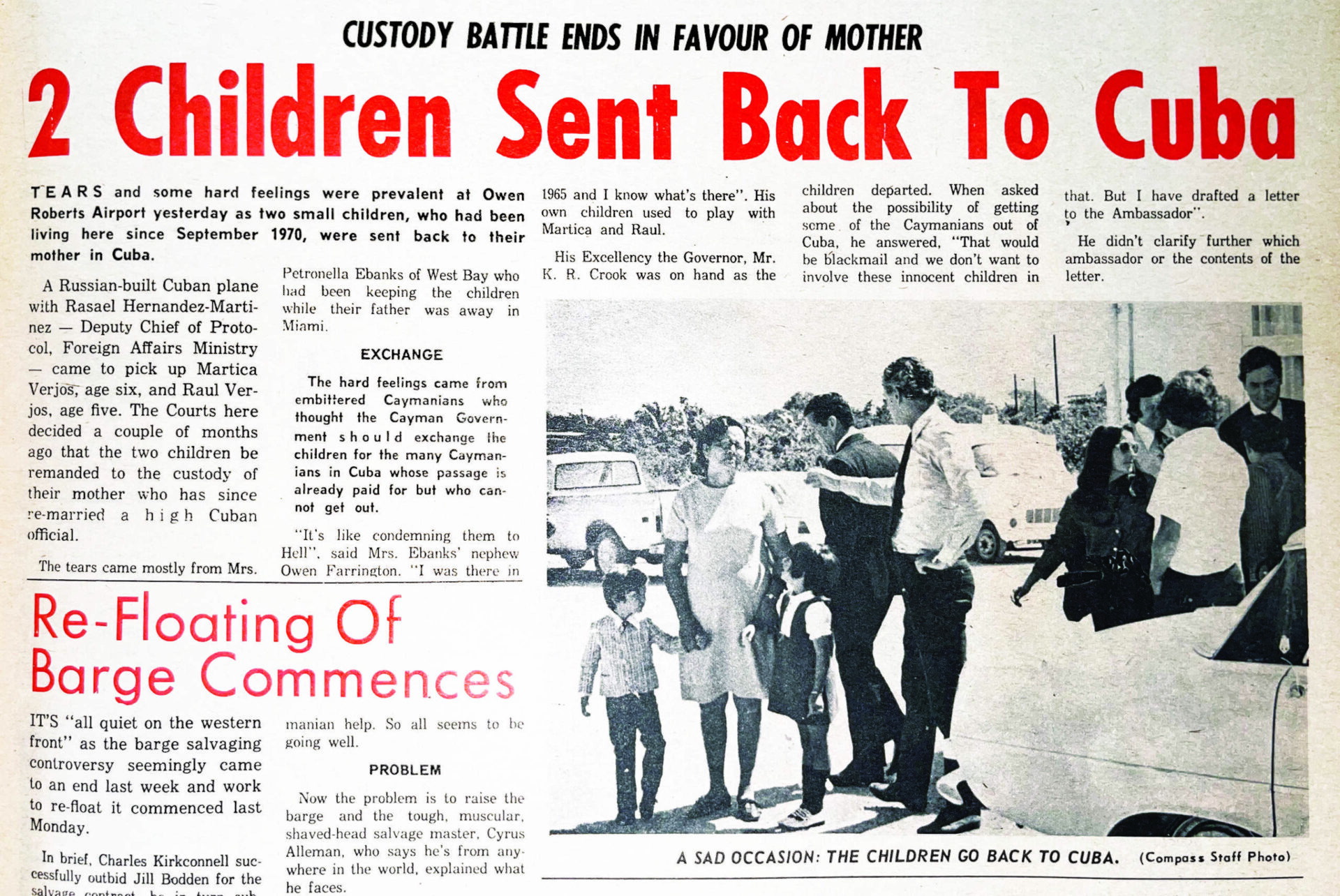 50 years ago: Children returned to Cuba, dog sniffs out ganja - Cayman ...