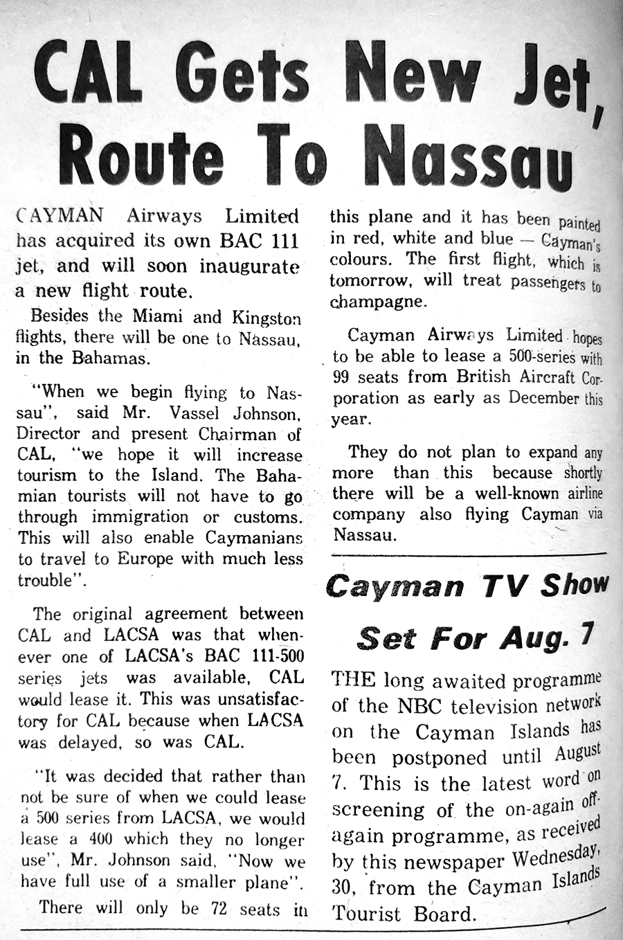 CAL gets new jet - Cayman Compass