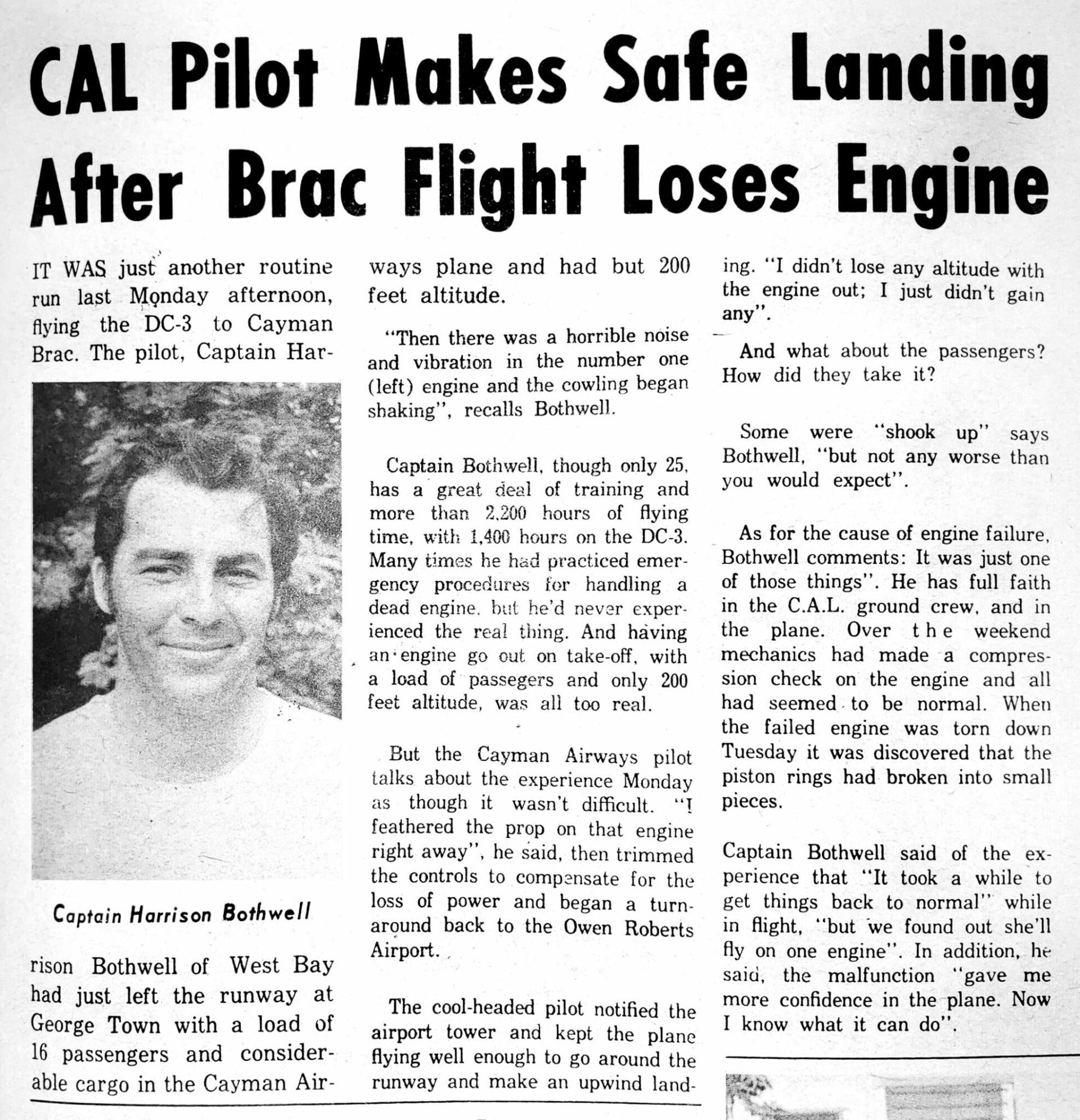 50 years ago: Pilot saves the day, teen rescues her sister - Cayman Compass