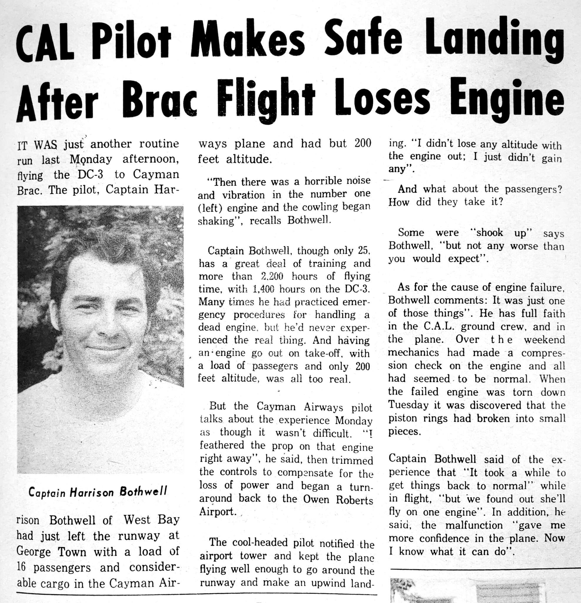 50 years ago: Pilot saves the day, teen rescues her sister - Cayman Compass