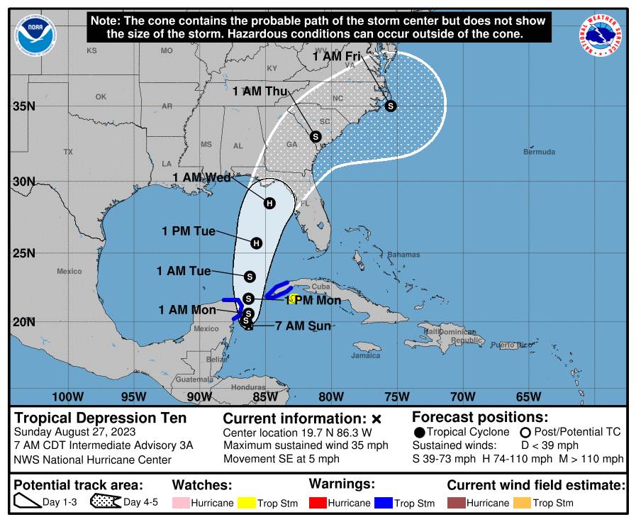 Rainfall expected over Cayman area as Tropical Depression 10 ...