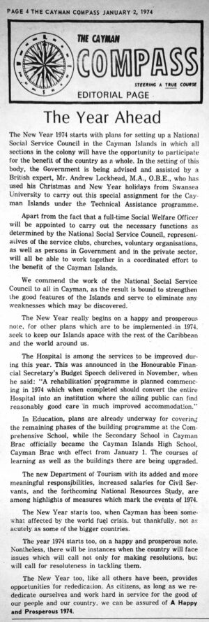 50 years ago: New Year honours; Sybil McLaughlin advice - Cayman Compass