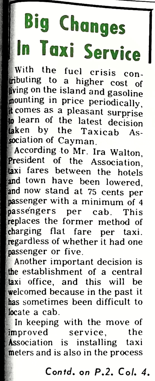 50 years ago: Cayman Pilot missing; 'back woods' singer entertains ...