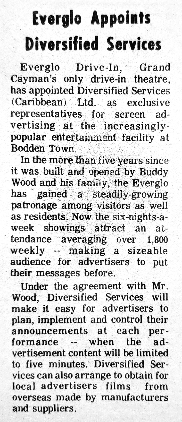 50 years ago: New governor appointed; Everglo Drive-In - Cayman Compass