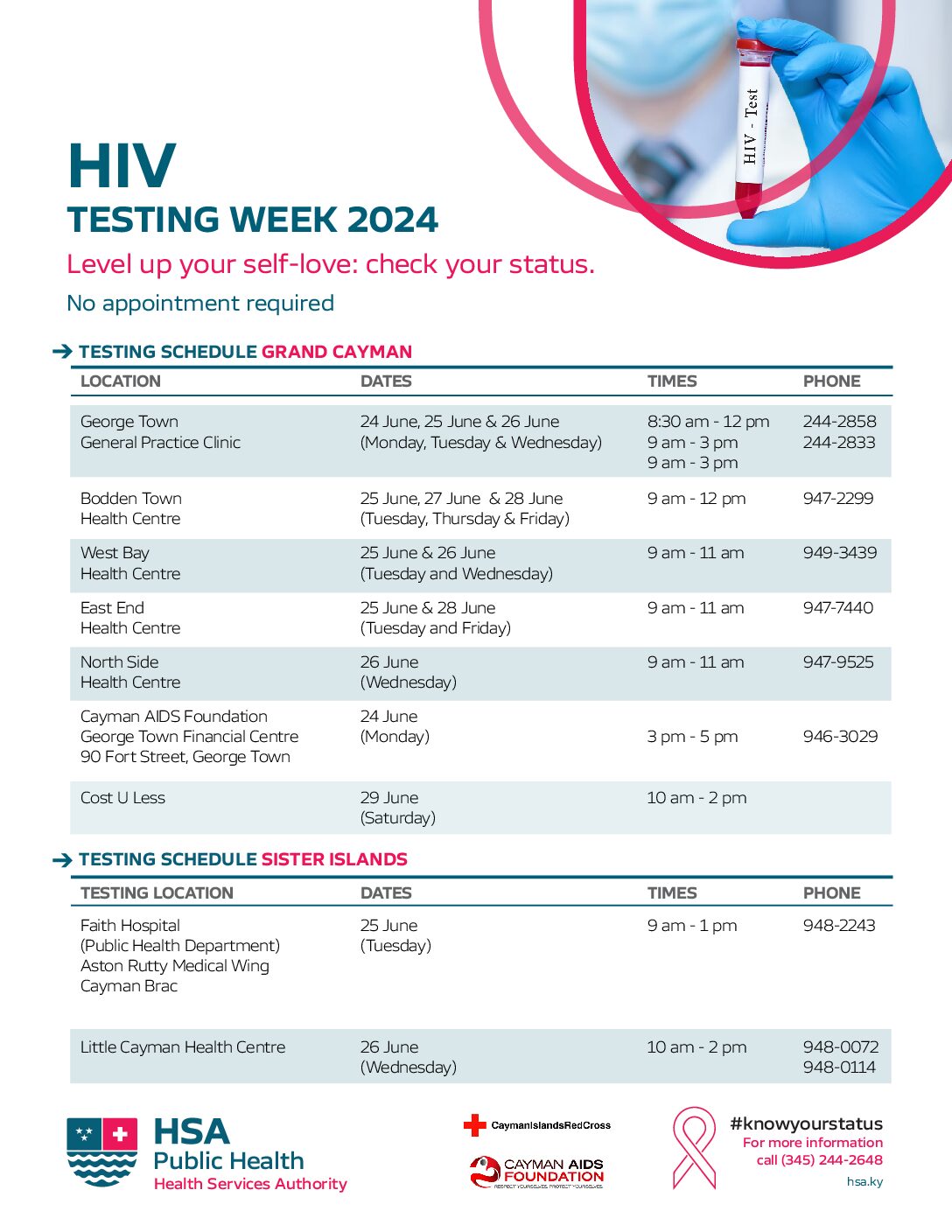 Free HIV tests offered island-wide to mark HIV Testing Week - Cayman ...