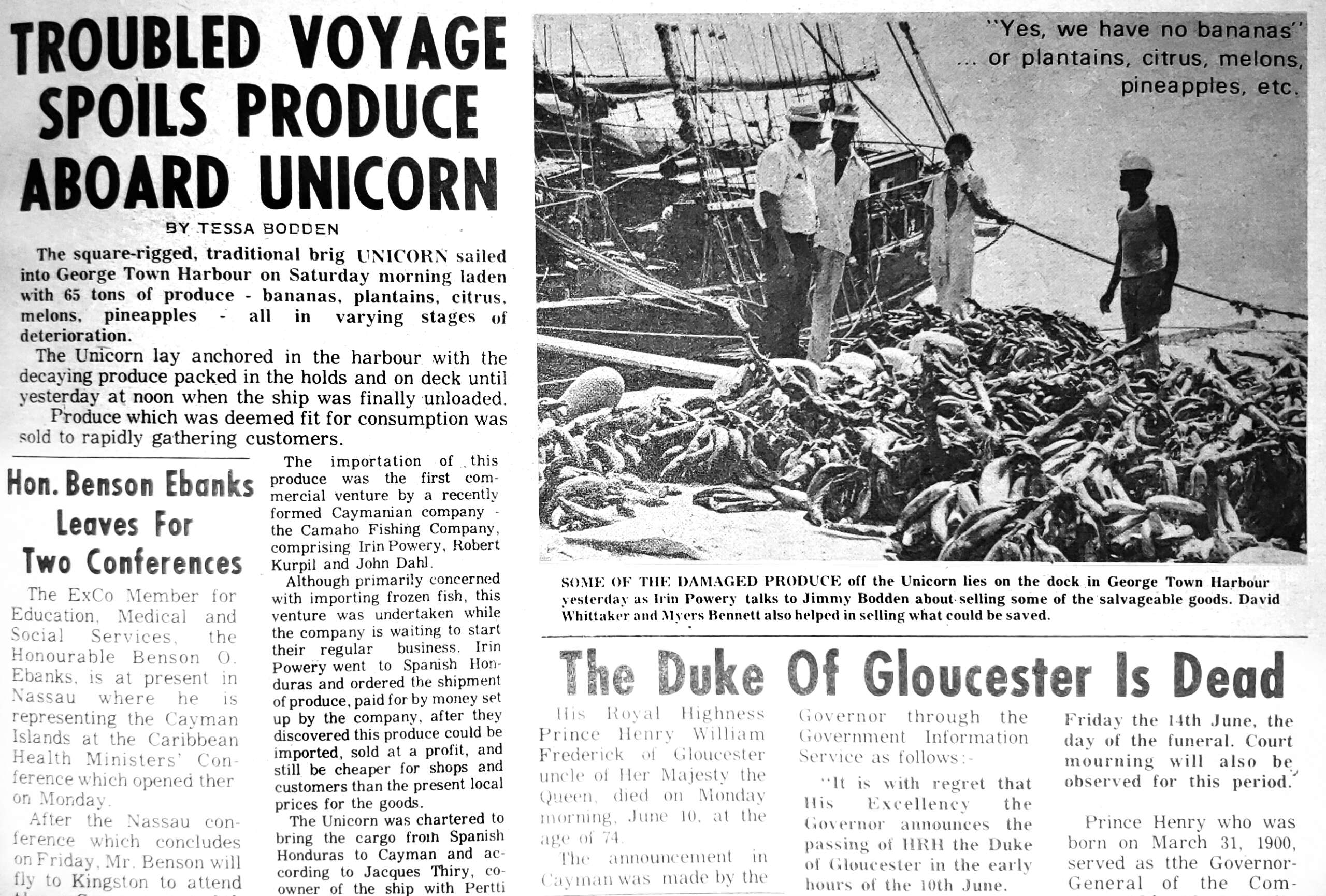 50 years ago: Spoiled cargo; new version of Compass - Cayman Compass