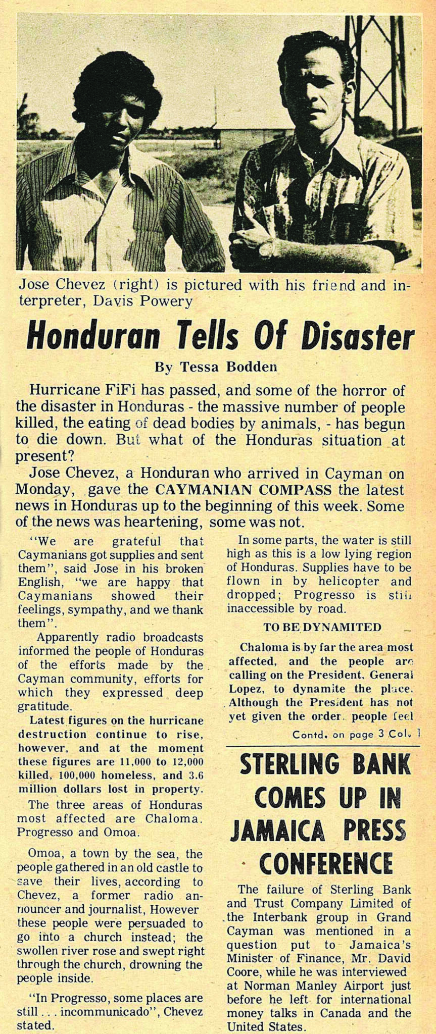 50 years ago: Hurricane Fifi survivor; new traffic island - Cayman Compass