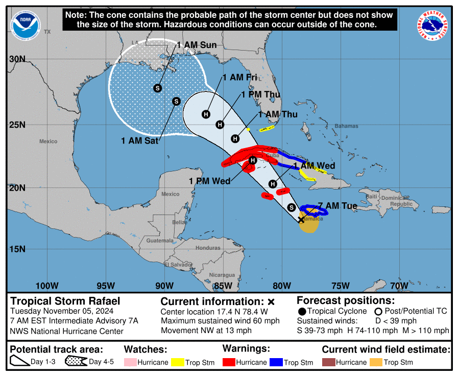 Tropical Storm Rafael shifts closer to Cayman Brac, Little Cayman ...