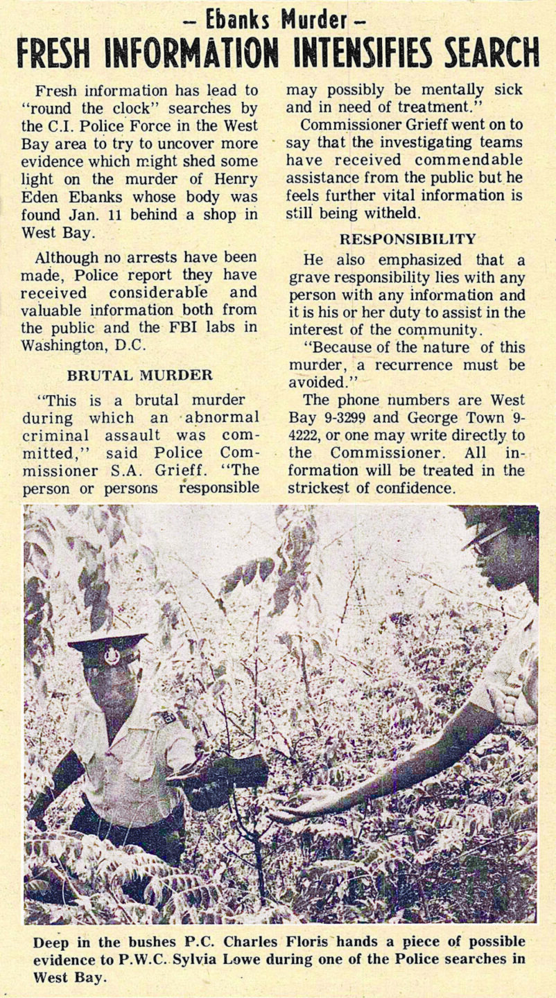 50 years ago: Murder probe intensifies; gas 'concern' resolved - Cayman ...