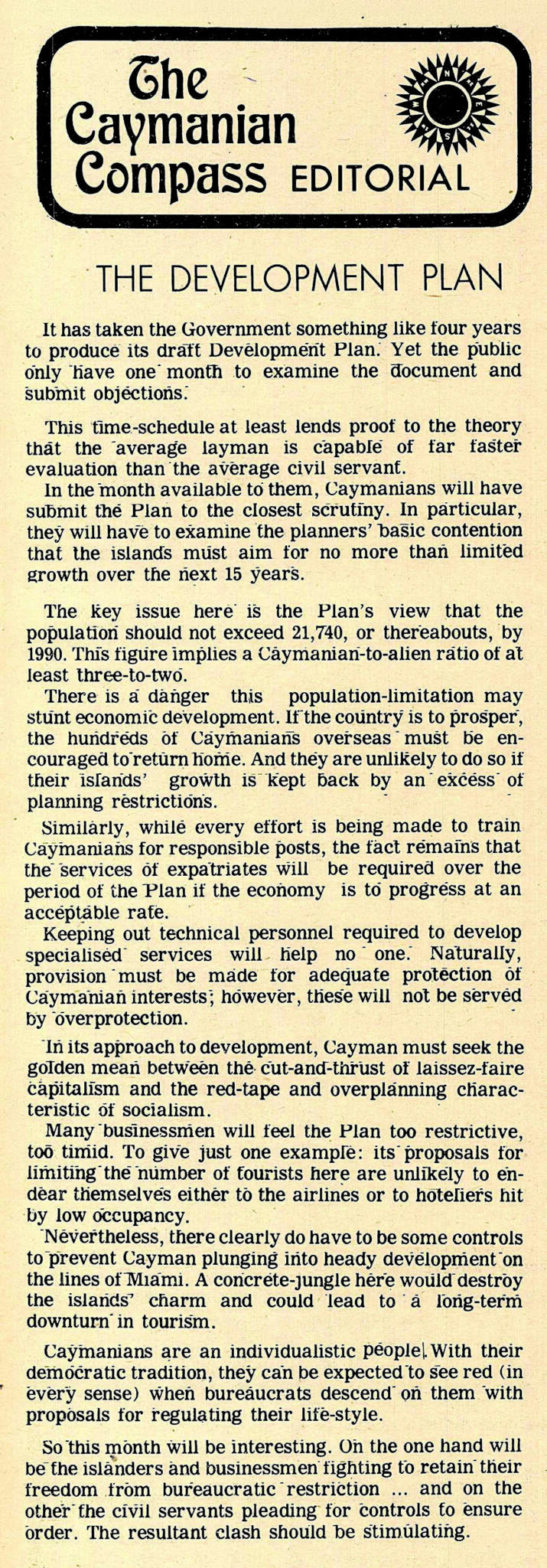 50 years ago: Carlton Bodden Fund launched; Brackers against development plan - Cayman Compass