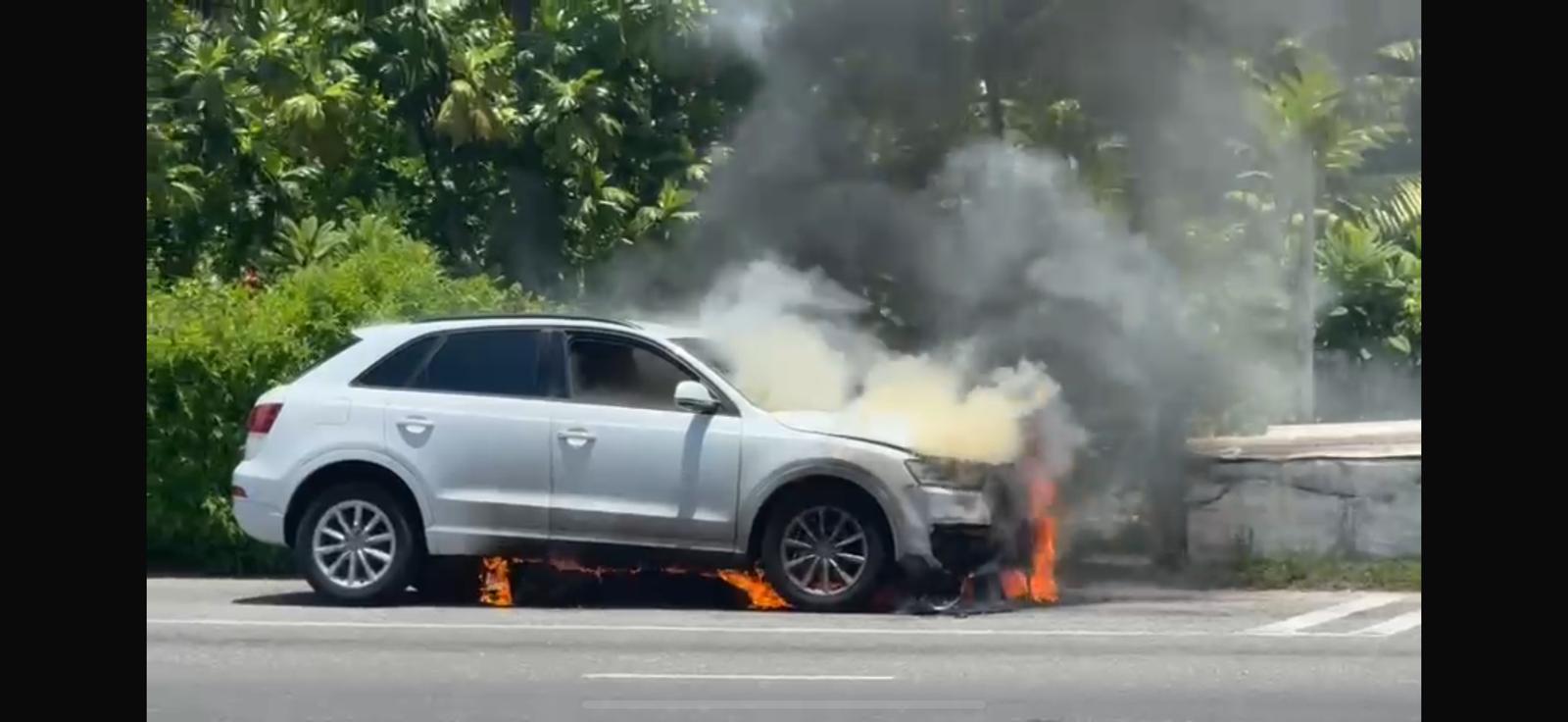 Firefighters tackle car fire on Shedden Road - Cayman Compass