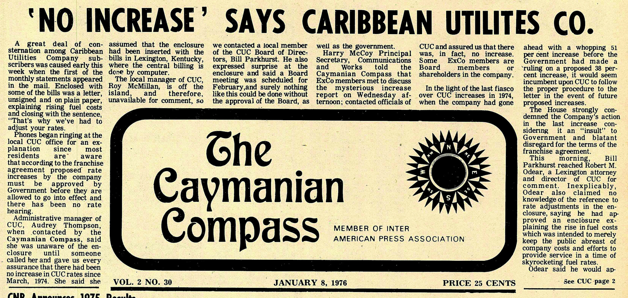 50 years ago: CUC surprise; bank results; robbery; hospital fees; and ...