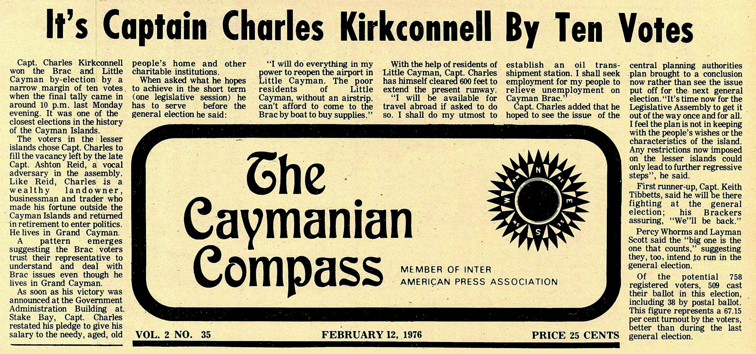 50 years ago: Kirkconnell wins by-election, CUC staff pay rise, telco ...